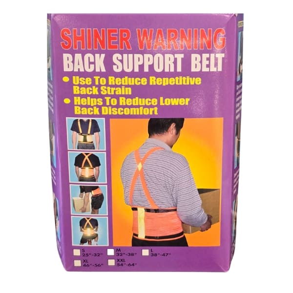 Reflective Back Support Belt Fluro Orange - JR White